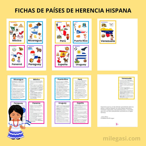 TARJETAS DIDÁCTICAS DIGITALES DE PAÍSES HISPANOS PARA EL MES DE LA HER ...