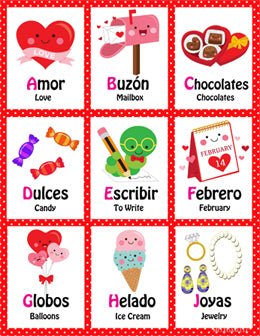Mi LegaSi Valentine's Day February Febrero Bilingual ABC Flashcards Pr